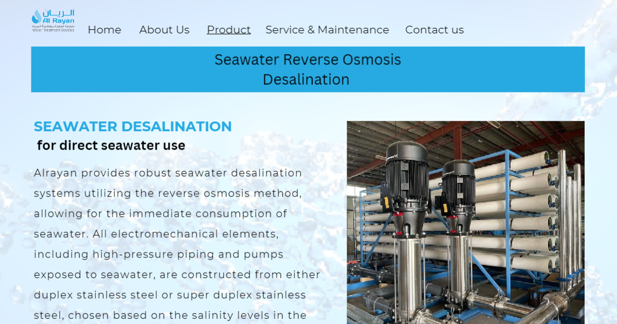 Alrayan Sea Maker | Seawater Desalination plant